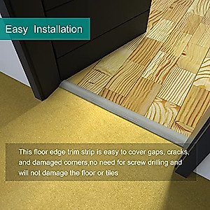Yuzzy Floor Transition Strip Self Adhesive Floor Cover Strips Flexible Threshold Strips 78.7in L x 2in W Self Adhesive Flooring Transitions Strip Vinyl Floor Flat Divider Strip Grey Wood Grain(6.6FT)