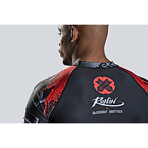 Ronin Samurai Blackout Ghost Rash Guard base layer Compression Shirt for Bjj MMA Grappling (Med)