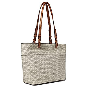 Michael Kors Bedford Medium Top Zip Pocket Tote Vanilla/Acorn One Size