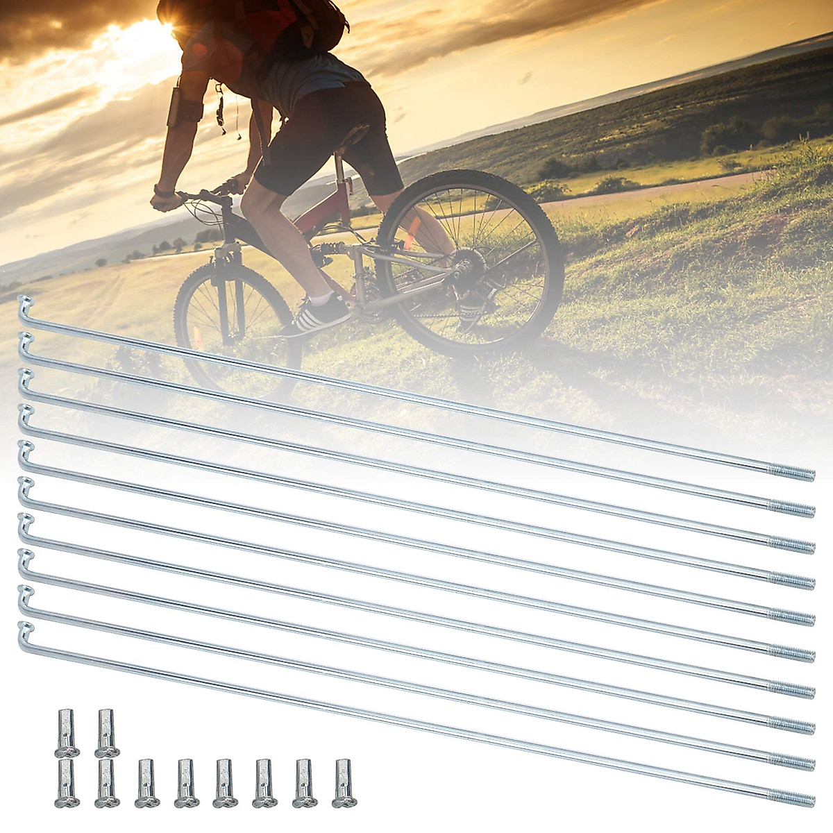 VGEBY 10pcs/Set 13G 80mm-310mm Mountain Bike Spokes Stainless Steel Spokes Bicycle Tricycle Accessories Toyfigure Riding Racks and Storage(220MM£©