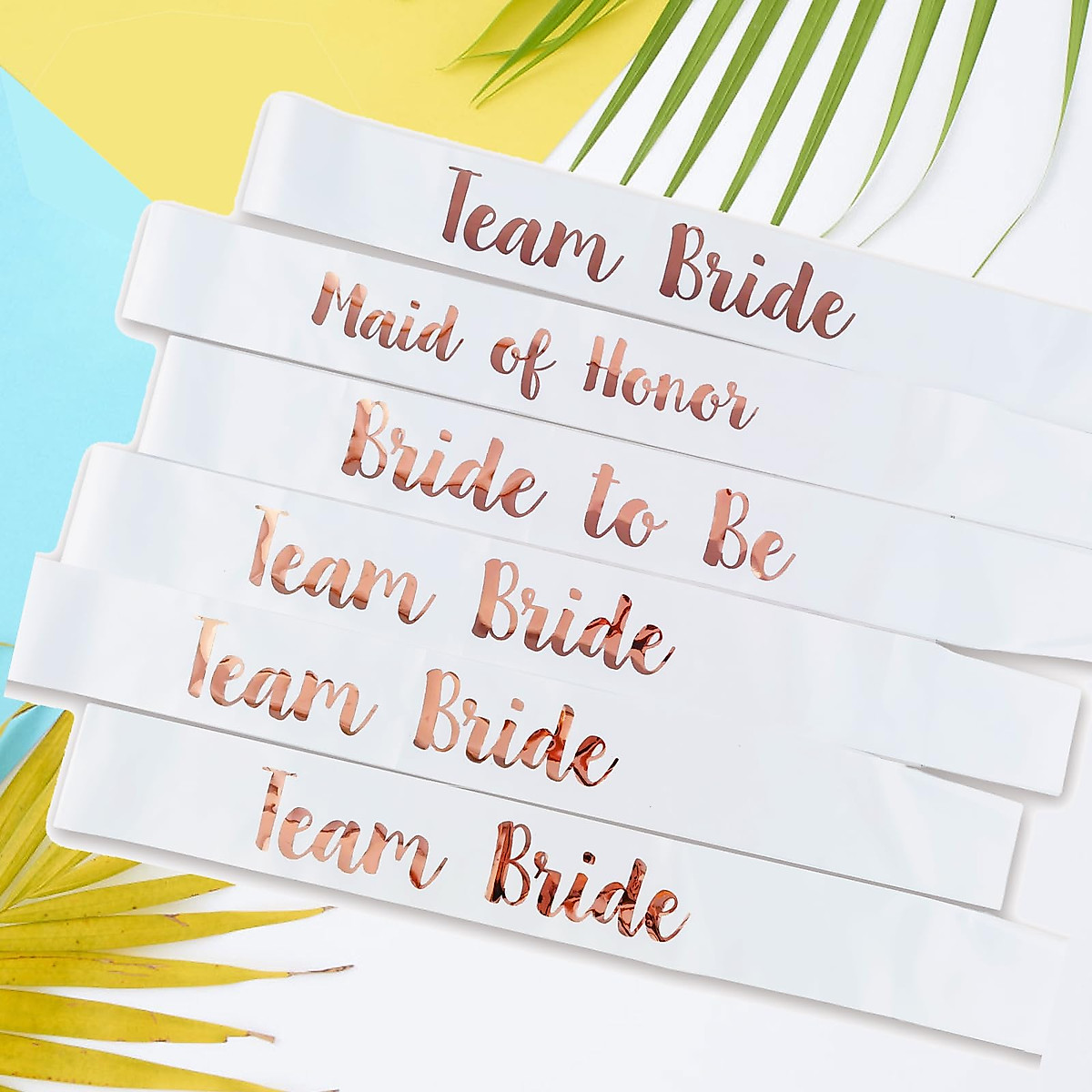 6 PACK Bachelorette Sashes for Bride and Bridesmaid, White Maid of Honor Team Bride Sashes for Bridal Shower or Bachelor Party Decorations