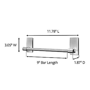 Command Hand Towel Bar Satin Nickel with 4 Water Resistant Command Strips, 9" Hand Towel Holder, Holds up to 3 lb, Great for Bathroom Décor on the Wall, Inside the Cabinet, or in the Shower