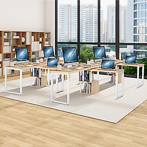 IULULU Computer Desk, 360° Rotating Corner L Shaped Table with Storage Shelves, Home Office Study Writing Workstation Space-Saving