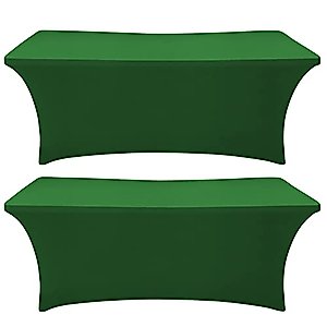 SEPARO -2 Pack, 6 ft Spandex Table Cover Fitted Rectangular Tablecloth Stretchable Fabric Lycra Tablecloth Wrinkle-Free for Party Dj Tradeshows Banquet Weddings Cocktail