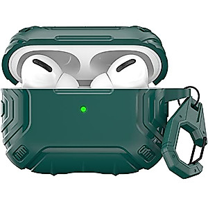 Valkit Compatible Airpods Pro Case Cover for Men, Hard Shell Rugged Shockproof Case Cool Armor Air Pod Pro Case Protective Cover Women with Keychain iPod Pro Skin for Airpod Pro 2019, Green