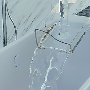 XQIGI Acrylic Shower Shelves, 2 Pack Self Adhesive Bathroom Clear Floating Shelf Wall Mounted Thick Storage and Decor Rv Accessories Display No Drilling Organization Home Apartment Essentials