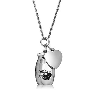 ChunlongFour Waterproof Pet Urn Necklace for Dogs Ashes, Cat Dog Urn Ashes Necklace for Cremation Ash Keepsake Memorial Jewelry Pend