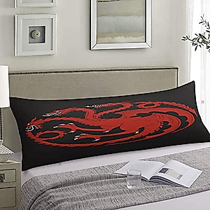 Body Pillow Cover,Red Dragon Stark Bolton Got Khaleesi Daenerys Printed Long Pillow Cases Protector with Zipper Decor Soft Large Covers Cushion for Beding,Couch,Sofa,Home Gift 20"x54"