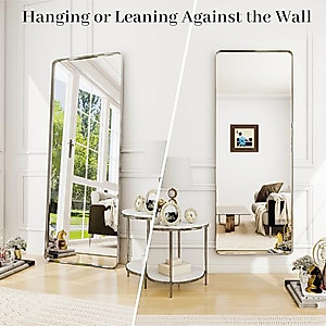 VooBang Full Length Mirror Deep Framed 21x64 Inch Floor Stand, Leaning or Dressing Modern Sleek and Chic Design Ideal for Bedroom, Closet, or Entryway Silver
