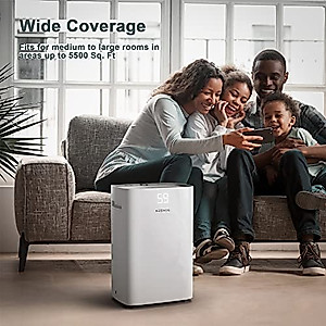 Kesnos 5500 Sq. Ft. Large Dehumidifier, 100 Pints Dehumidifiers with Drain Hose for Basements, Bedrooms, Bathrooms, Laundry Rooms - with Intelligent Control Panel, Front Display, 24 Hr Timer and 1.32 Gallon Water Tank