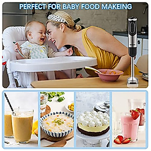 Liebe&Lecker Immersion Blender Handheld, 9-Speed Electric Hand Blender with Whisk, Milk Frother Attachments, 304 Stainless Steel emulsion blender with 500W Powerful Motor for Baby Food, Smoothies and more.