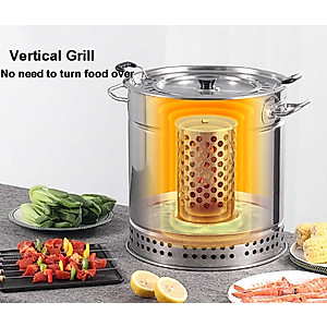 INLETTER Portable Vertical Charcoal Smoker Grill Barrel Grill with 28 Skewers, Outdoor Indoor Camping Smokeless Charcoal Barbecue Grill BBQ,L