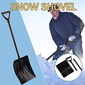 Snow Shovel for Driveway, Tini Portable Telescopic Compact Emergency Snow Shovel for Car, Heavy Duty Aluminum Alloy Snow Shovel - 90cm (Black)