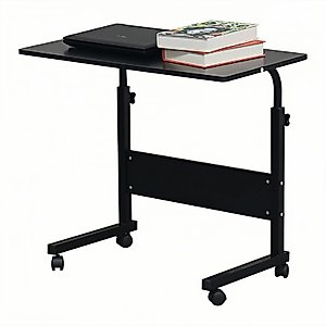 FXLCMUS Height Adjustable Computer Desk for Home Office - Standing Table On Wheels with Removable Chipboard & Steel Side - Stylish and Efficient Workspace
