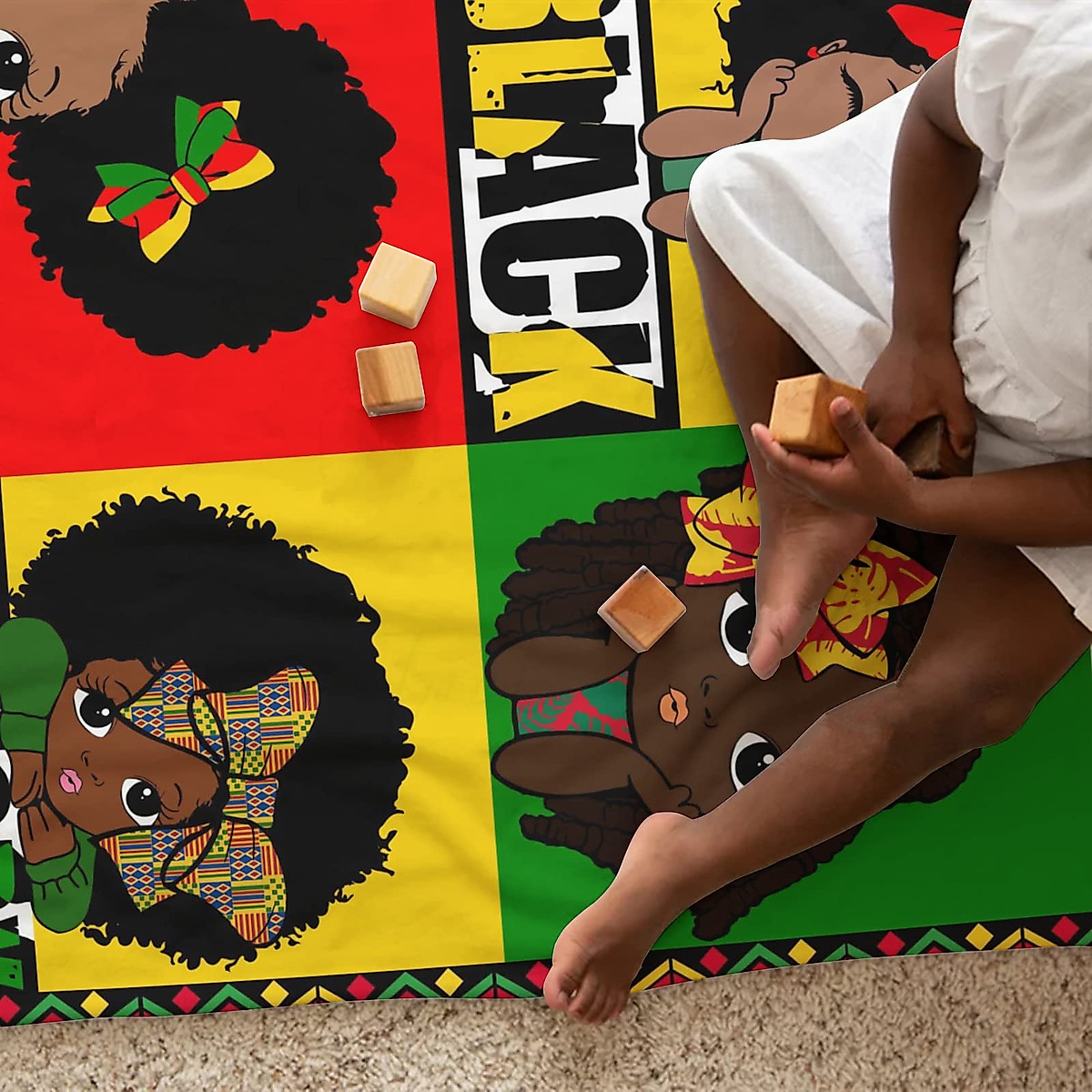 HawSkgFub Baby Toddler Girl I Am Black History African American Juneteenth Blanket Nursery Inspirational Afro Melanin Flannel Fleece Swaddling Blankets Soft Lightweight Newborn Kids Crib Bedding 30x40