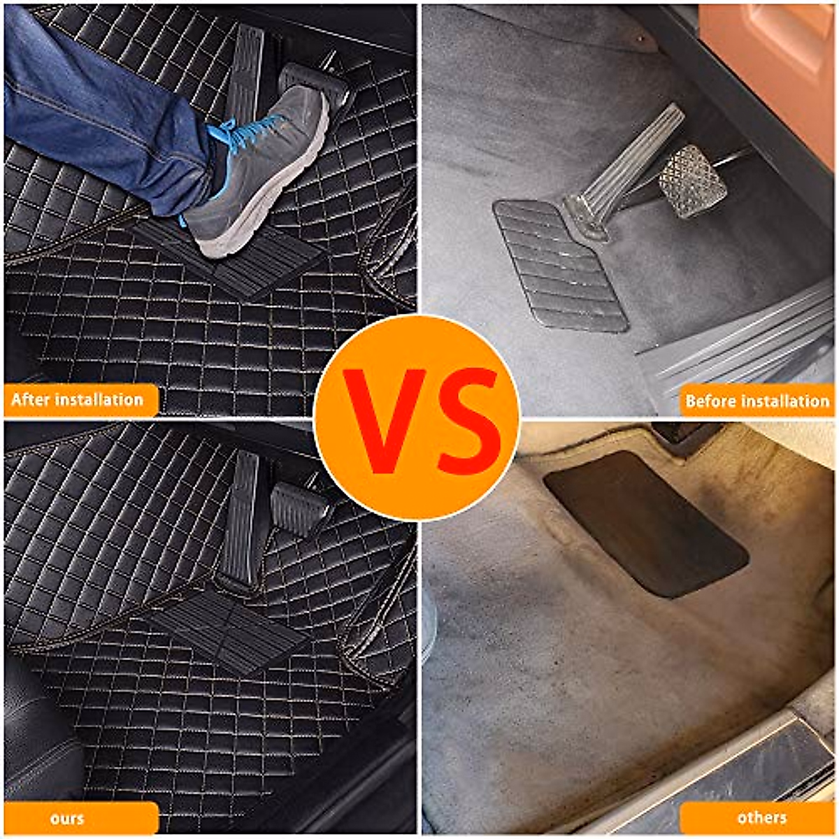 Leather car Mats Fit for Hatchback 4-Seat(No armrest Box) 04-13 Floor Mats Full Protection Car Accessories Coffee 3 Piece Set