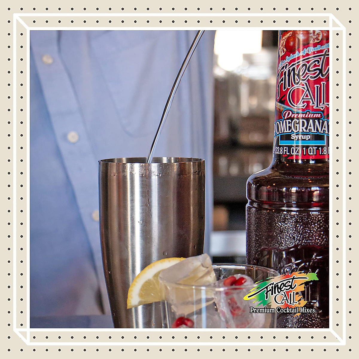 Finest Call Premium Pomegranate Syrup Drink Mix, 1 Liter Bottle (33.8 Fl Oz)