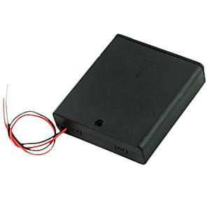 Ogrmar On/Off Switch 4 x 1.5V AA Battery Case Holder Leads Black w Cap 2Pcs