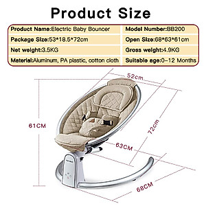 Hot Mom New Baby Swing Bluetooth and Intelligence Timing Electric Baby Rocker Multiple Gears Seat Adjustment & Baby Chair(Sand)
