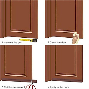 Door Draft Stopper Under Door Draft Blocker Insulator Door Sweep Weather Stripping Noise Stopper Strong Adhesive 2" Width x 39" Length (Brown)