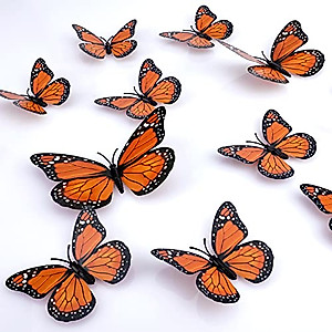 SAVITA 24pcs Monarch Butterfly Magnet, Artificial Lightweight Monarch Butterfly Beautiful 3D Monarch Butterfly Wall Decal for Wall Door Refrigerator for Party Birthday Celebration Favour