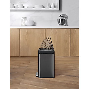 Kohler K-20942-BST 8-Gallon Compact Black Stainless Step Trash Can, Black Stainless,Black Stainless Steel