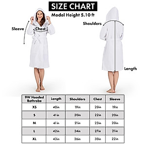 Nine West - Unisex Bathrobe - Made with 100% Turkish Cotton Terry Cloth for Spa & Hotels, High Absorbent & Comfy Hooded Robes | White (Medium)