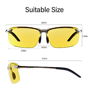 B BLOOMOAK Night Driving Glasses, Polarized Sports Night Vision Glasses - Anti glare, UV 400 Protection, Ultra Light(Yellow)