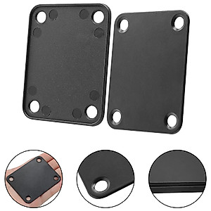 Jersvimc Black Bass Guitar Neck Plate Replacement with Mounting Screws, Metal Neckplate Telecaster Neck Shim Electric Guitar Hardware Parts for Jazz Acoustic Stratocaster