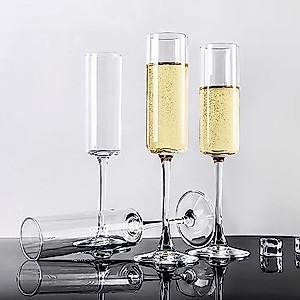 Champagne Flutes Set of 12, 6oz Classic Champagne Glasses, Sparkling Wine Glass, Stemmed Champagne Flutes for Party, Wedding and Home - Clear