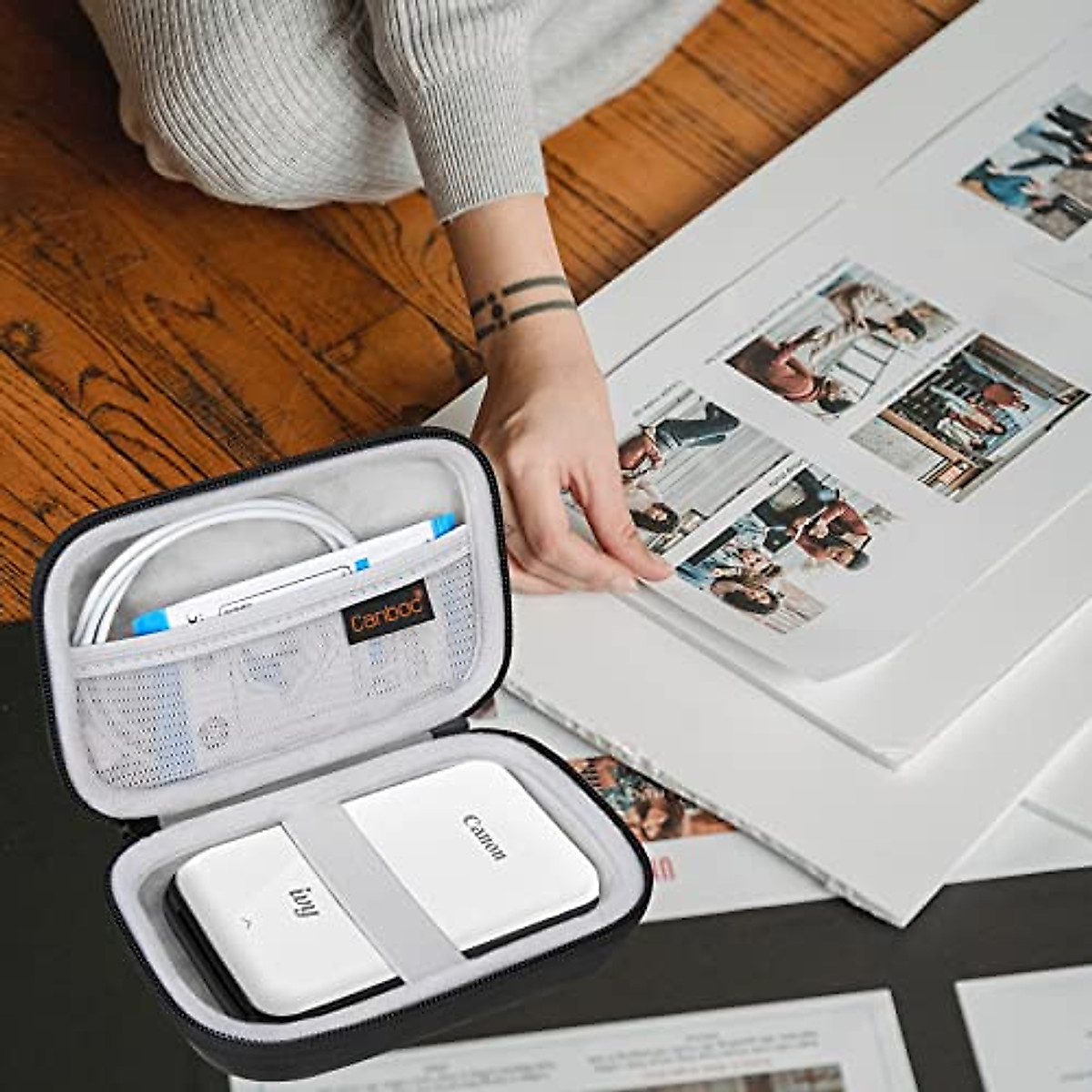 Canboc Hard Case for New Canon Ivy 2 Mini/Canon Ivy Mini/Canon Ivy CLIQ+ CLIQ 2 CLIQ+2 Photo Printer Mobile Wireless Bluetooth Instant Camera Printer, Mesh Bag fit Photo Paper Cable, Black