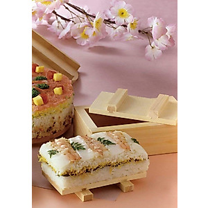 JapanBargain 3131, Wooden Rectangular Oshizushi Sushi Press Mold Maker Rice Mold, 7x4 inch, 1 Pack