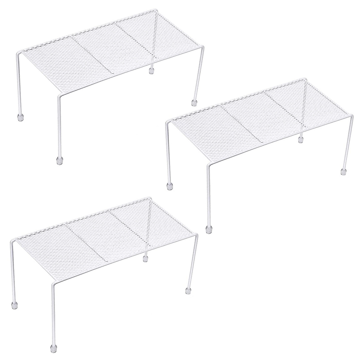 Mini Mesh Kitchen Shelves,Cabinet Storage Shelf Rack, Cabinet Organization ,Kitchen Bathroom Pantry Cupboard Desk Home Office, Fridge, Cabinet, Bathroom Cupboard, Non-slip Plastic Feet (3, White)