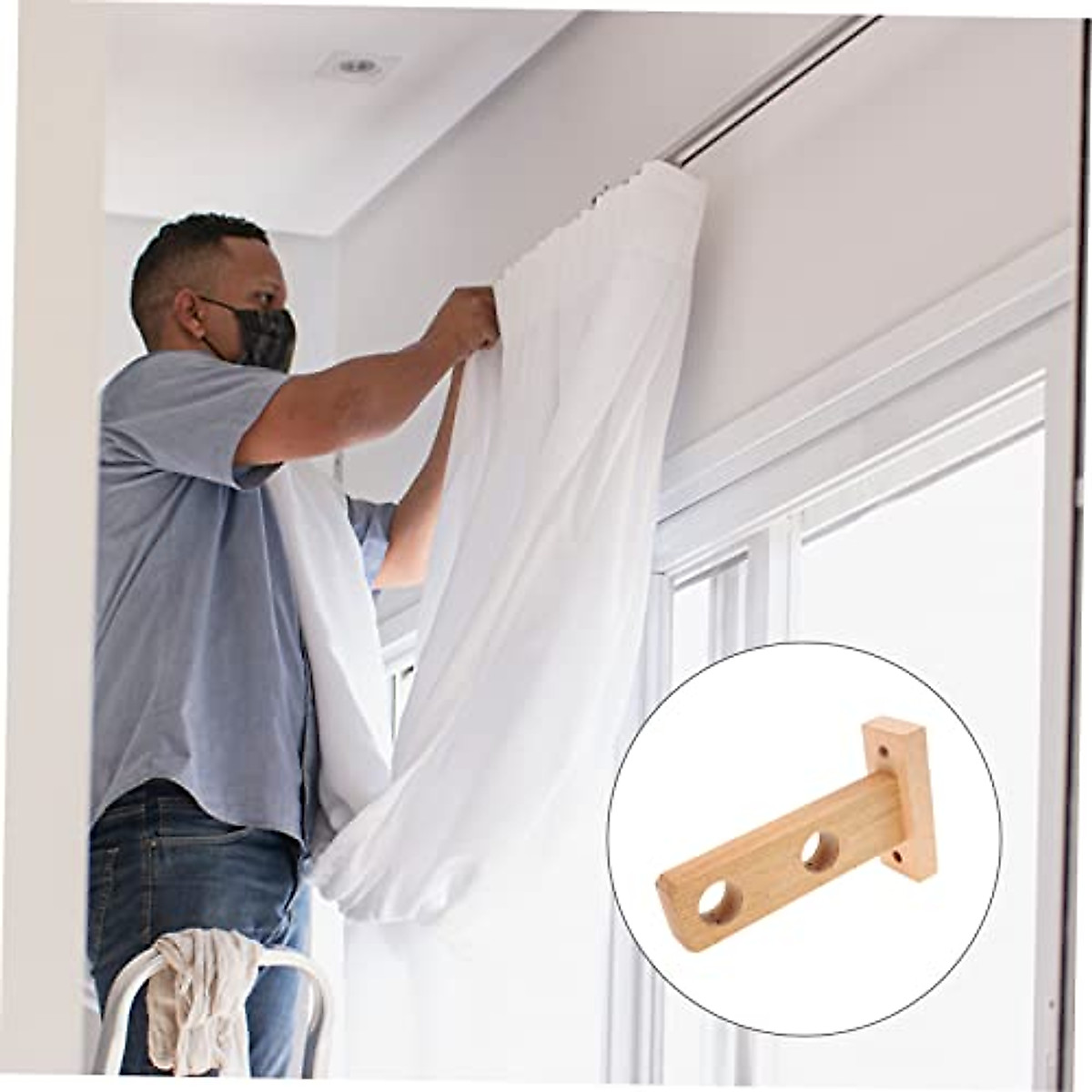 YARNOW Roman Pole Bracket Ceiling Curtain Rod Curtain Holder Ceiling Hooks Curtain Hardware Brackets Window Curtain Rod Shower Curtain Support Bracket Rod Bracket Shower Curtain Accessory