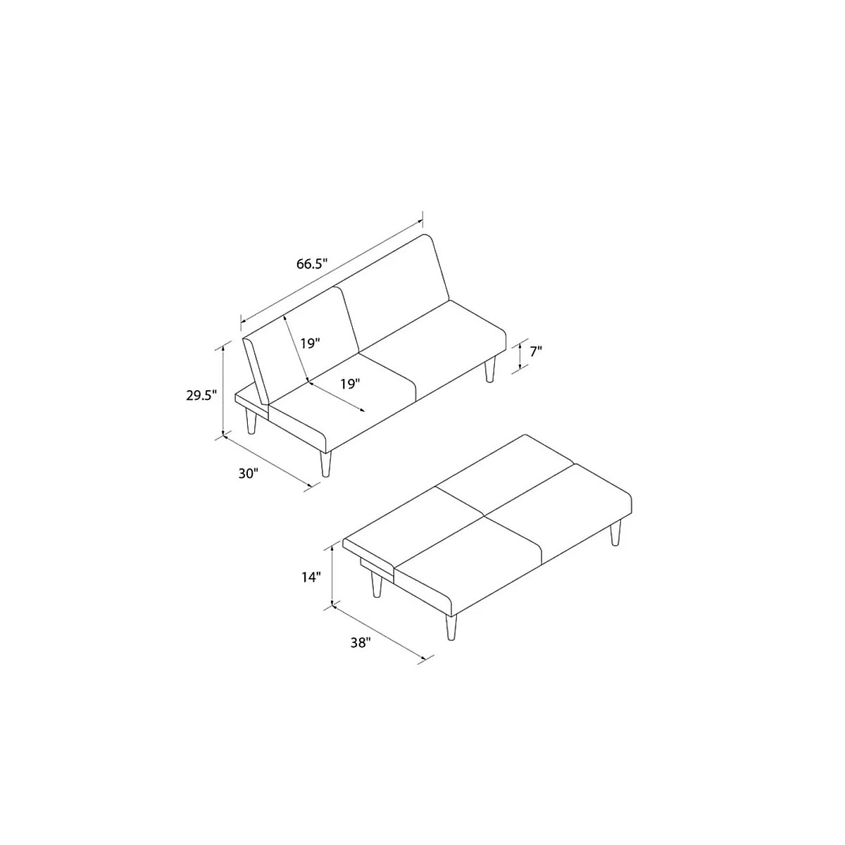 Huyaster 66.5" Armless Futon Sofa Bed，Corduroy (Sage Green)