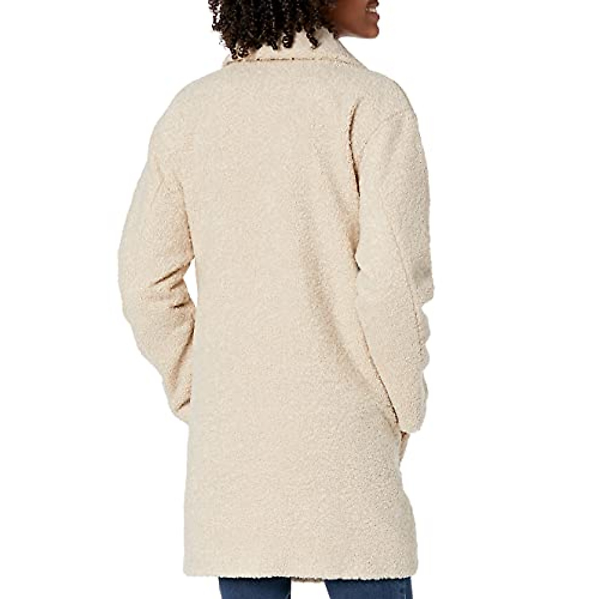 Amazon Essentials Women's Teddy Bear Fleece Oversized-Fit Lapel Jacket (Previously Daily Ritual), Sand, Medium