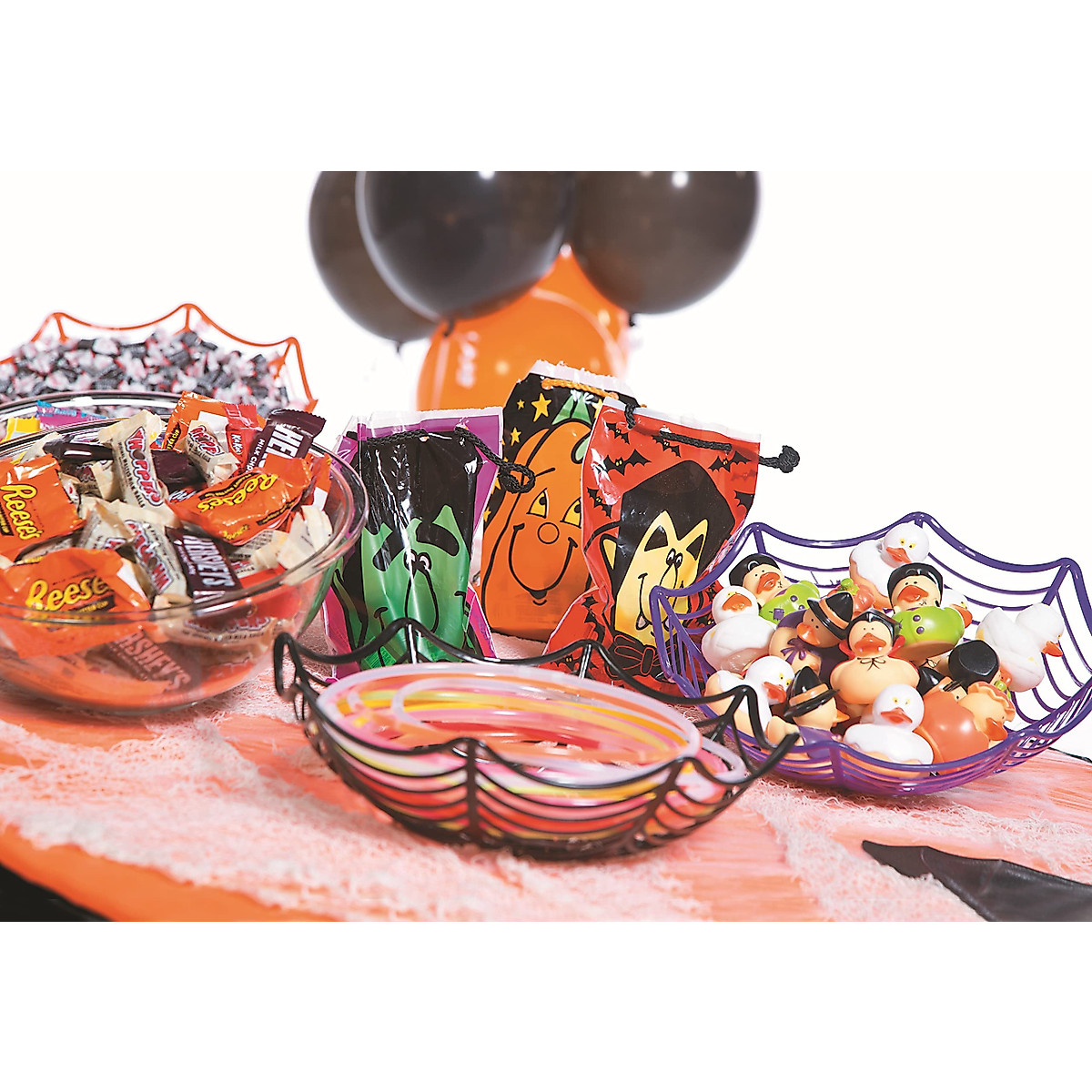 Plastic Spider Web Spiderweb Halloween Candy Bowls - 3 Piece Set