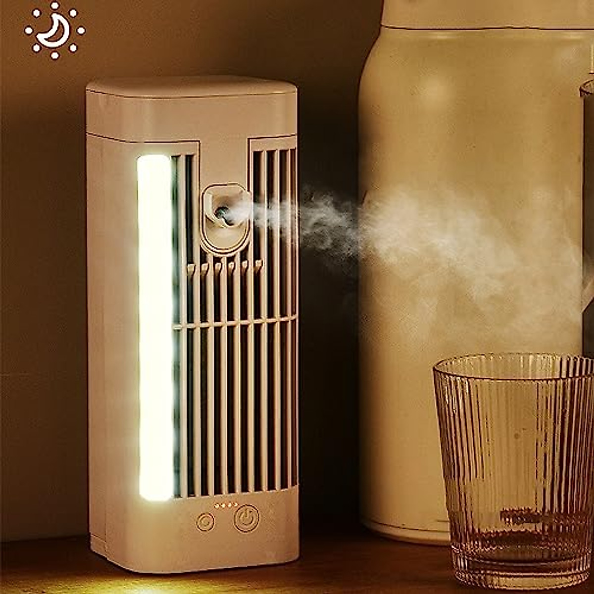 Latest Version Summer Air Conditioners, High Power Automatic Remote Head Air-Conditioner, USB Air-Conditioner Humidifier with 3-Speed with Automatic Head Shaking for Office Bedroom