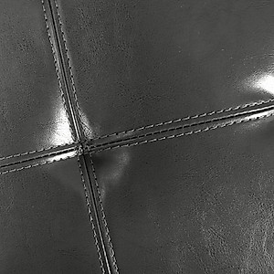 Joveco 51" Storage Bench Ottoman Footstool- Tufted Storage Ottoman Bench- Bonded Leather Footrest for Living Room and Bedroom (Gray)