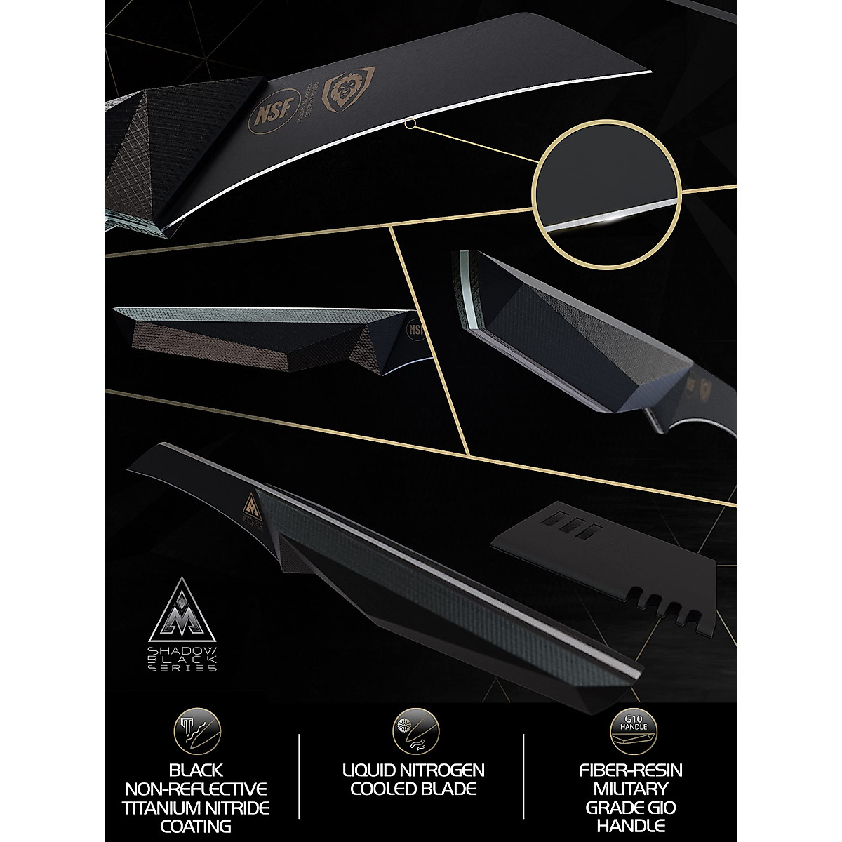 Dalstrong Shadow Black Series Pairing Knife 4 inch bundled with Bird's Beak Paring Knife - Black Titanium Nitride Coated - High Carbon