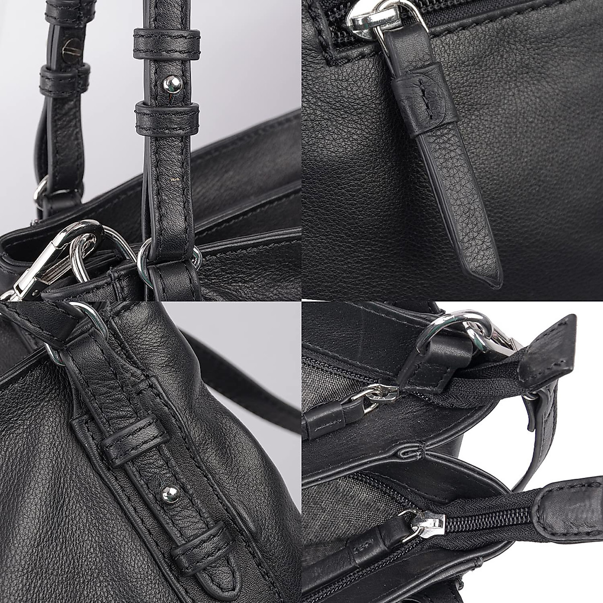 MARC PETER Hana Black Nappa Leather Hobo Bag for Women | Top Handle Satchel | Women Fashion Shoulder Bag