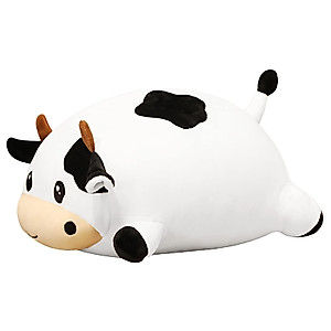 Achwishap Cow Stuffed Animals 13.7” Cow Plush Pillow Stuffed Dolls Hugging Pillow with Zipper, Plush Toys Dolls Gifts for Kids Girls Boys Adults
