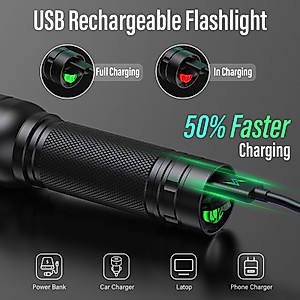 RECHOO Rechargeable Flashlights High Lumens, G1000 Super Bright Flash Light, Small Zoomable Led Flashlight with 3 Lighting Modes, Portable Tactical Flashlights for Camping (Battery Included)