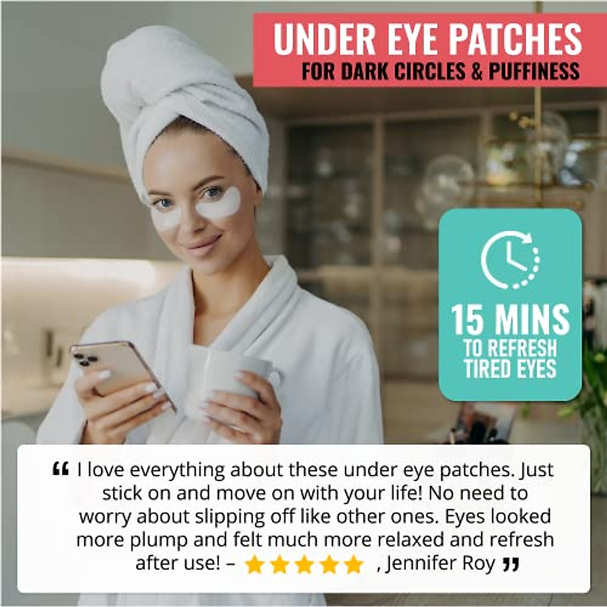 Under Eye Patches for Dark Circles and Puffiness (20 Pairs) - Korean Skin Care Caffeine Collagen Eye Patches for Puffy Eyes -Hydrogel Eye Patch - Under Eye Mask - Aloe Vera Rose Green Tea Gel Eye Pads