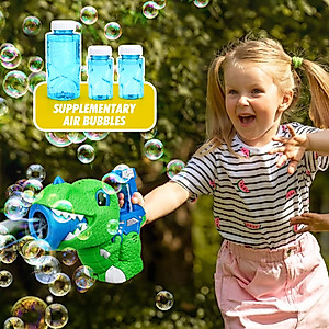 TOY Life Dinosaur Bubble Gun for Toddlers with 3 Bubble Refill Solutions, Bubble Machine for Kids Ages 4-8, Bubble Kids Leaf Blower, Bubble Blaster Gun, Bubble Maker, Easter Bubble Gift for Kids
