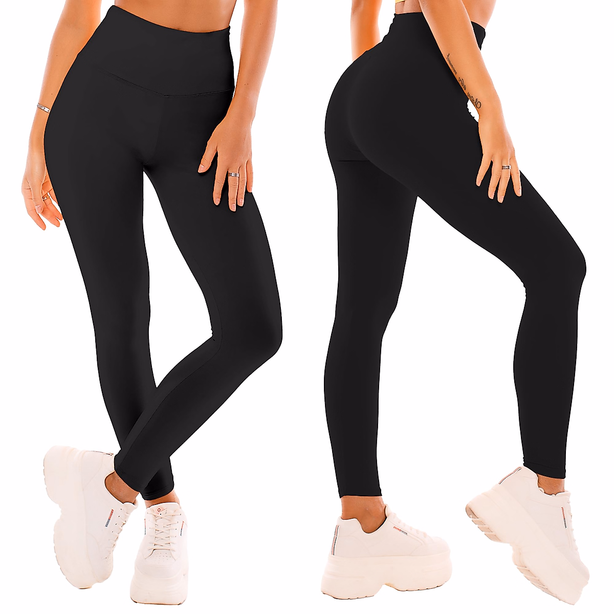 SINOPHANT High Waisted Leggings for Women - Full Length Capri Buttery Soft Yoga Pants for Workout Athletic(Full Black,L-XL)