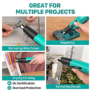 Yeegewin Heat Gun, 380W Fast Heat Mini Hot Air Gun with 2-Temp Settings 480°F~850°F(249°C-455°C) Overheat Protection Reflector Nozzle, 4.9Ft Long Cable for Shrink Wrap,Vinyl, Crafts, Epoxy Resin