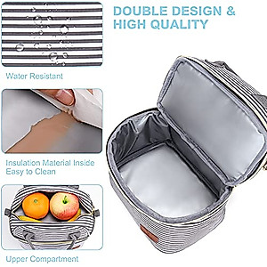 VS VOGSHOW Insulated Lunch Bag Women Kids, Double Deck Reusable Lunch Bag for Girls, Small Cute Lunch Bags for Women Teens, Freezable Lunchbag for Work, 9L