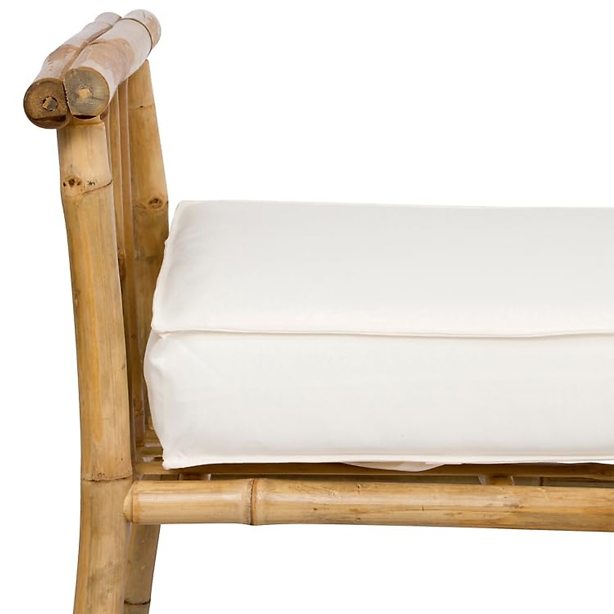 ZEW Handcrafted Natural Bamboo Entryway Bedroom Bench with Armrests Daybed Lounger with Detachable Mattress