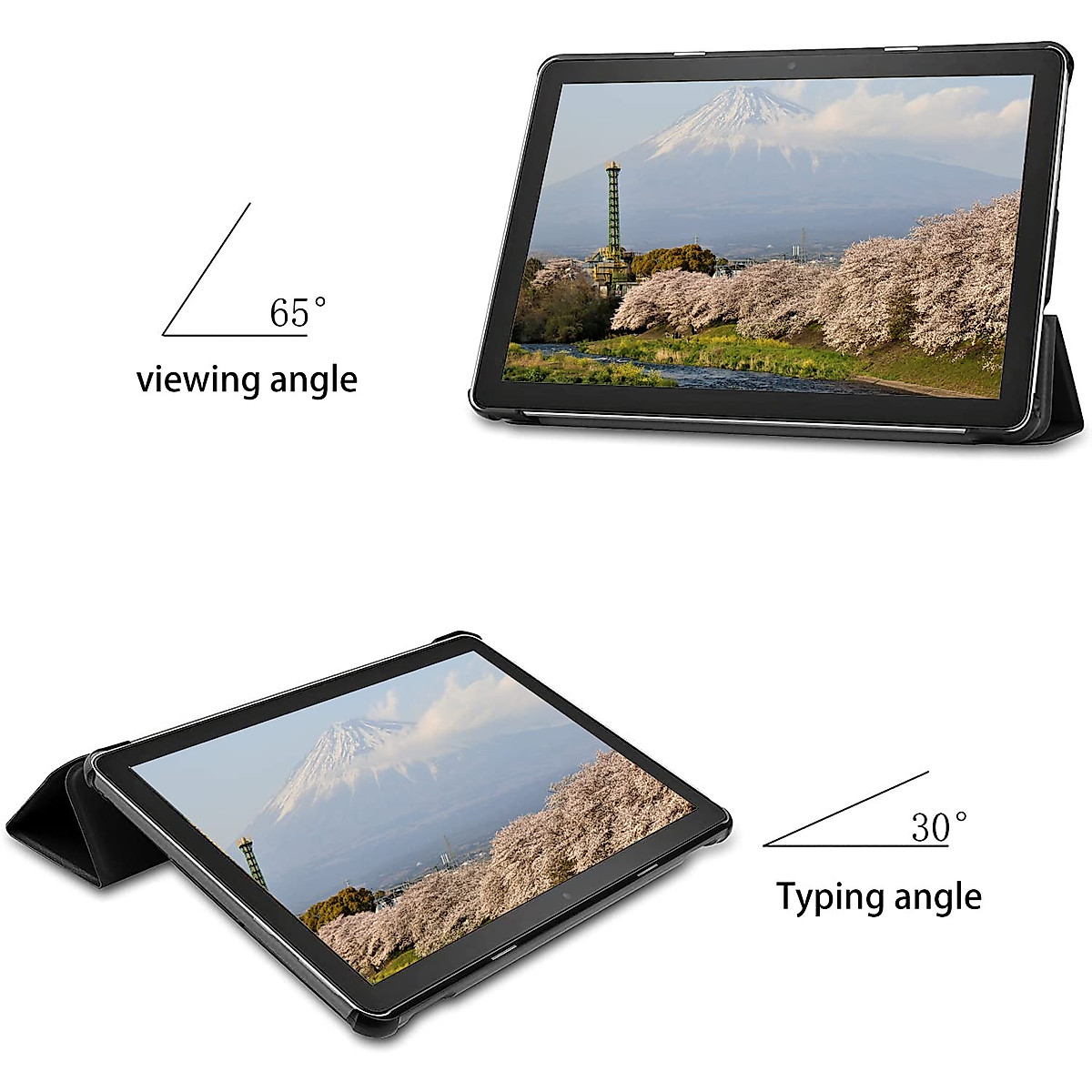 Case Compatible with for Amazon fire HD 10 2021 / HD 10 Plus Tablet Cases Auto Sleep Function Slim Light-Weight PU Leather Smart Tablet Shell Cover Foldable Stand Case Fit (Black)